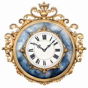 12 JPG Royal Blue Clock Faces, 3,35 Inch Circles, Digital Collage Sheet ...