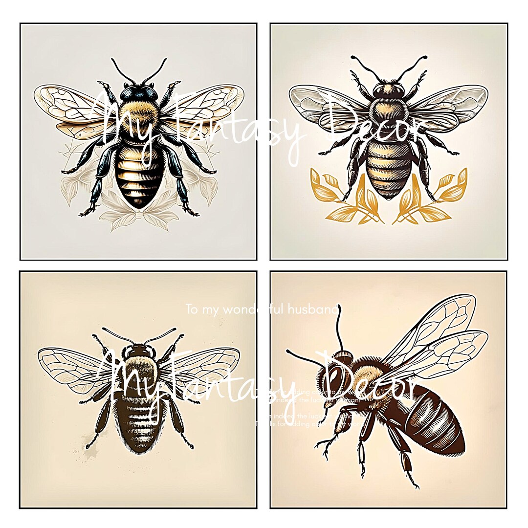 Vintage Bee Vector Digital Images, Bee Clipart, Digital Download ...