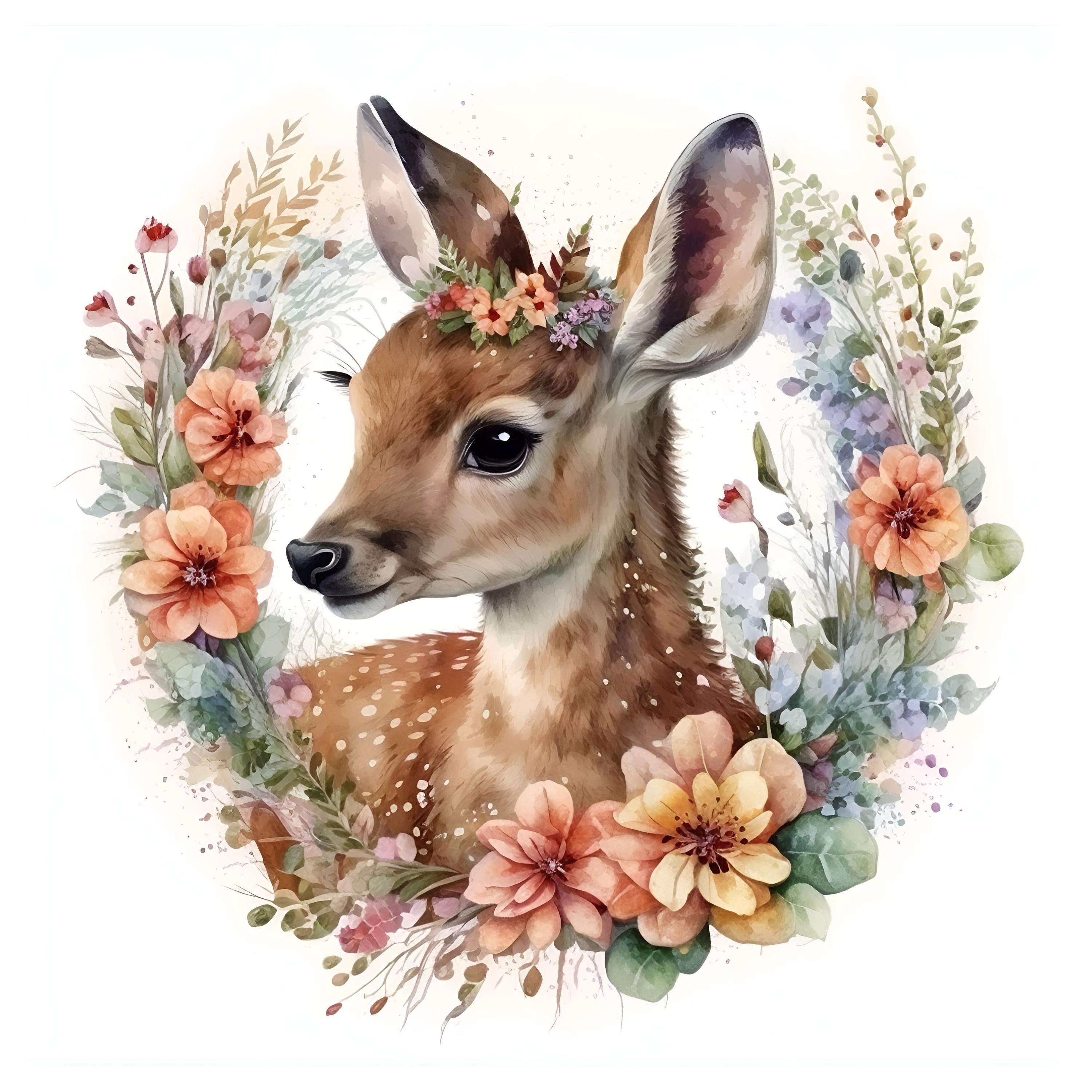 8 Watercolor Cute Fawn Digital Images Fawn Clipart Digital - Etsy