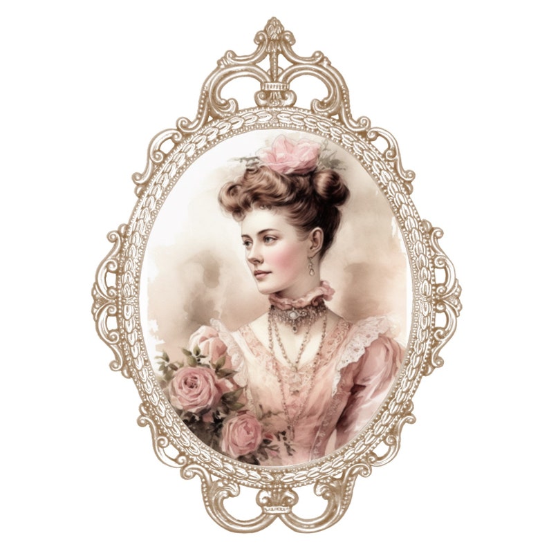 15 Victorian Ladies in Pink Portrait in the Frame JPG Files - Etsy