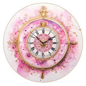 12 JPG Pink Princess Clock Faces, 3,2 Inch Circles, Digital Collage ...