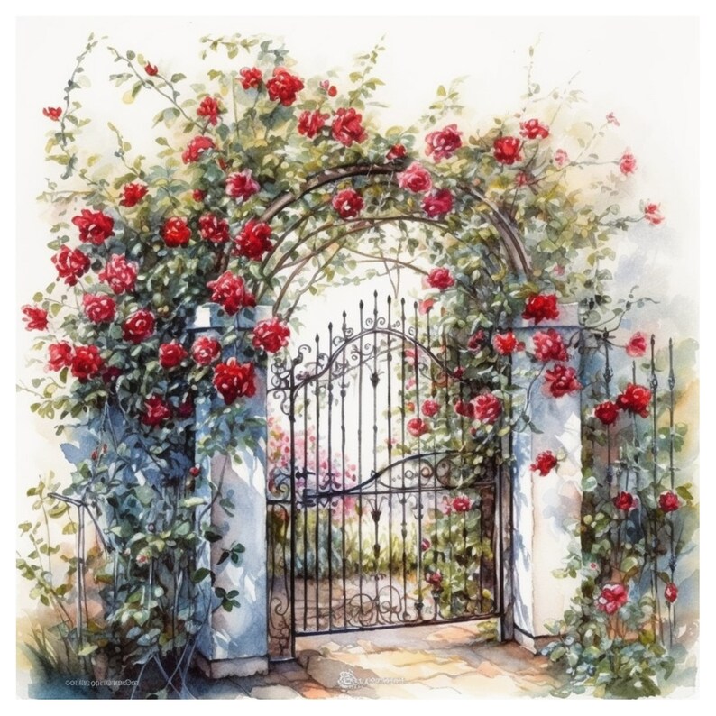 15 JPG Floral Arch With Gate Digital Download Floral Art for - Etsy