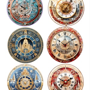 Fantasy Clock Faces, 3,2 Inch Circles, Digital Collage Sheet, Instant ...