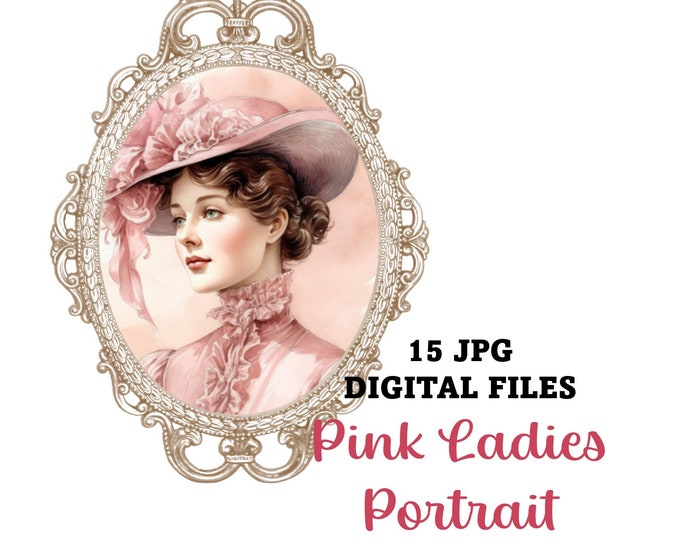 15 Victorian Ladies in Pink Portrait in the Frame JPG Files - Etsy