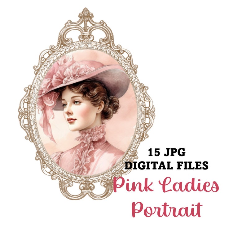 15 Victorian Ladies in Pink Portrait in the Frame , JPG Files, Instant ...