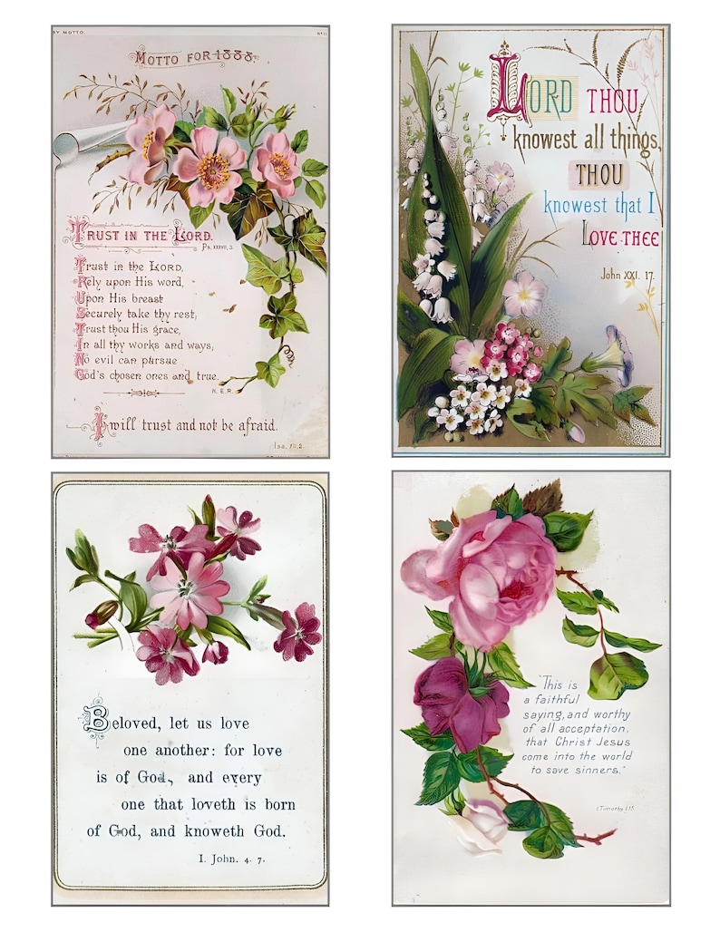 Bible Verse Printable Cards, Vintage Cards, Retro Greeting Cards ...