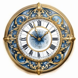 12 JPG Royal Blue Clock Faces, 3,35 Inch Circles, Digital Collage Sheet ...