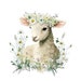 10 Cute Springs Lamb Digital Images, Watercolor Lamb and Flowers ...