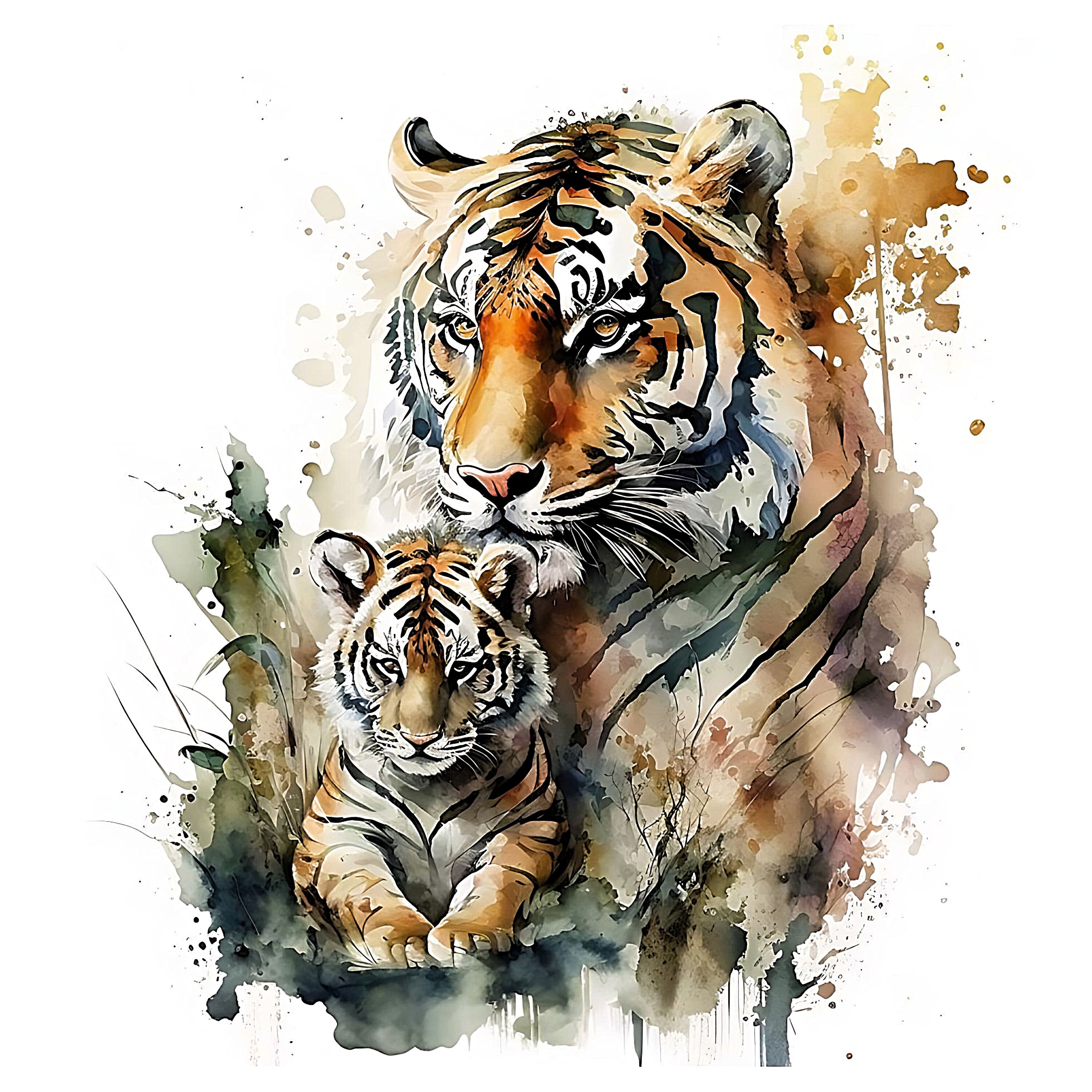 12 Watercolor Tiger Digital Images Free Commercial Use Tiger - Etsy