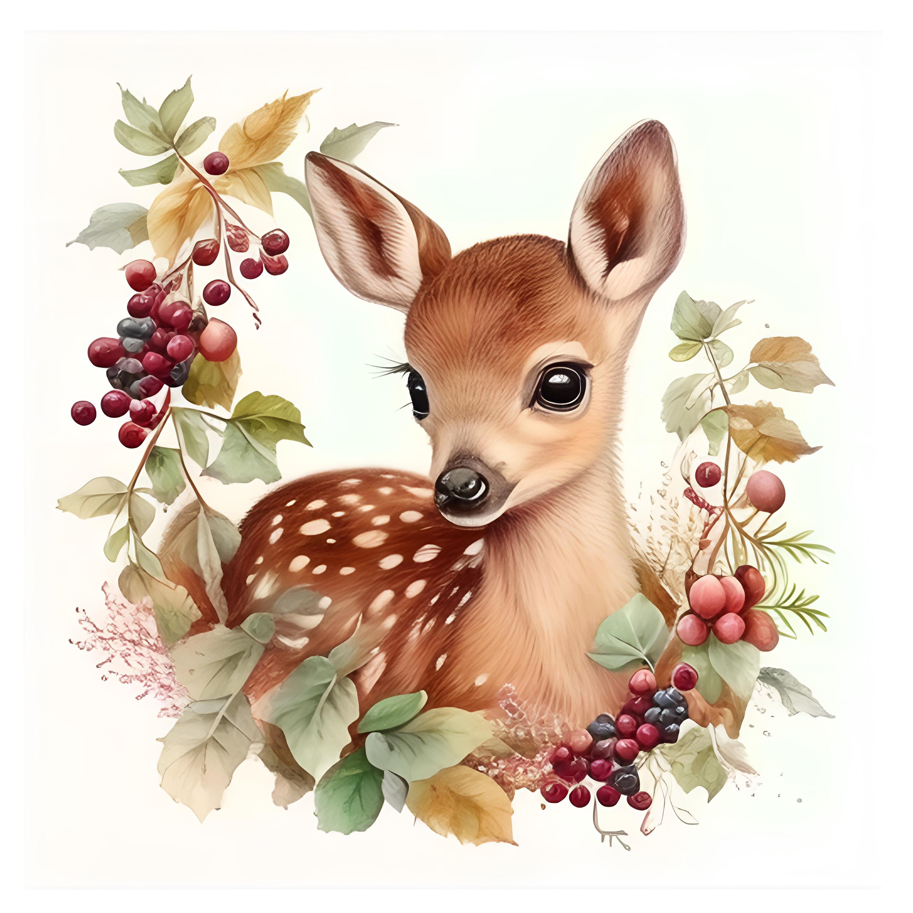 8 Watercolor Cute Fawn Digital Images Fawn Clipart Digital - Etsy