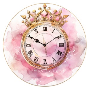 12 JPG Pink Princess Clock Faces, 3,2 Inch Circles, Digital Collage ...