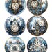 Blue Fairy Tale Clock Faces, 3,2 Inch Circles, Digital Collage Sheet ...