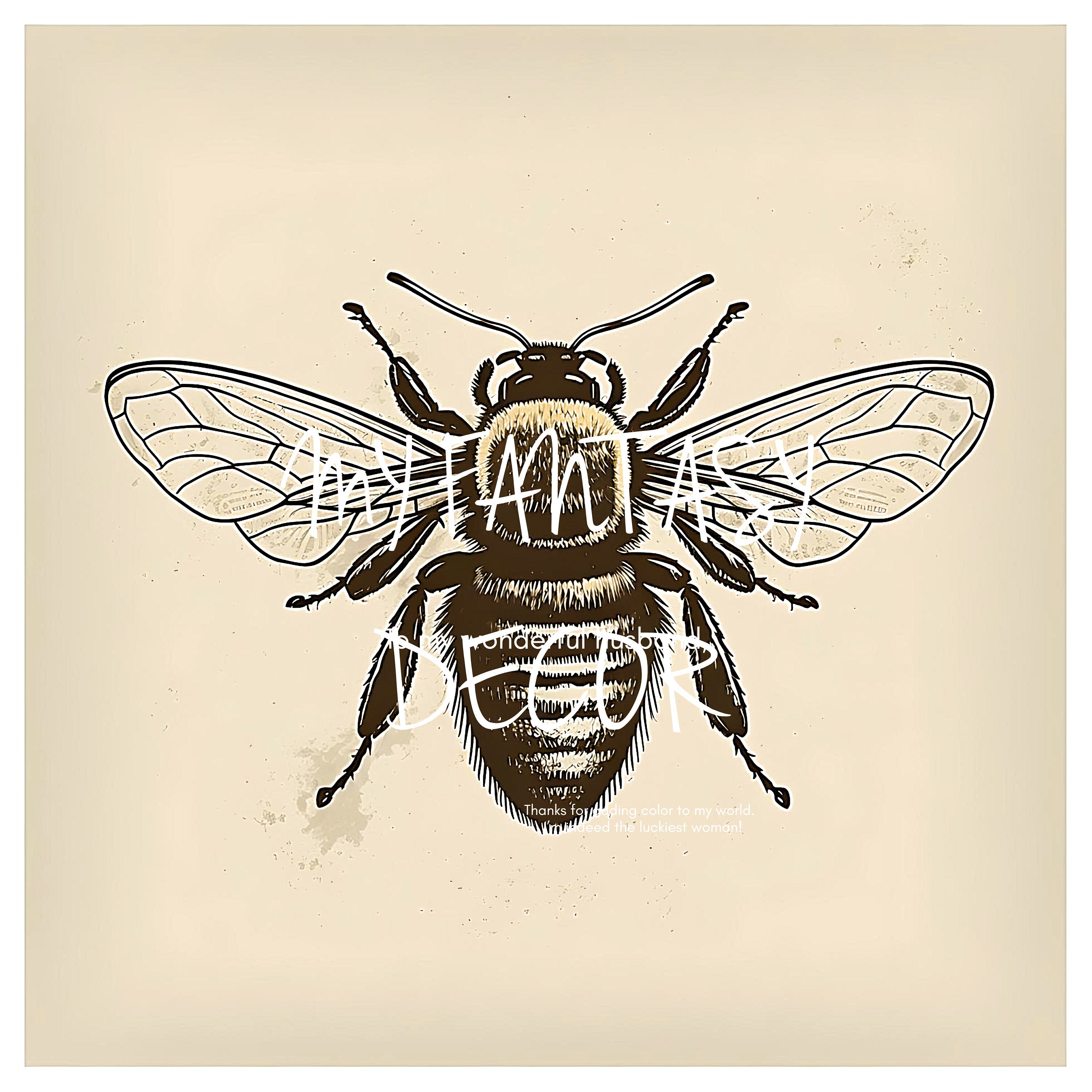 Vintage Bee Vector Digital Images, Bee Clipart, Digital Download ...
