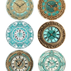30 Vintage Clock Faces, 3,35 Inch Circles, Digital Collage Clock Face ...
