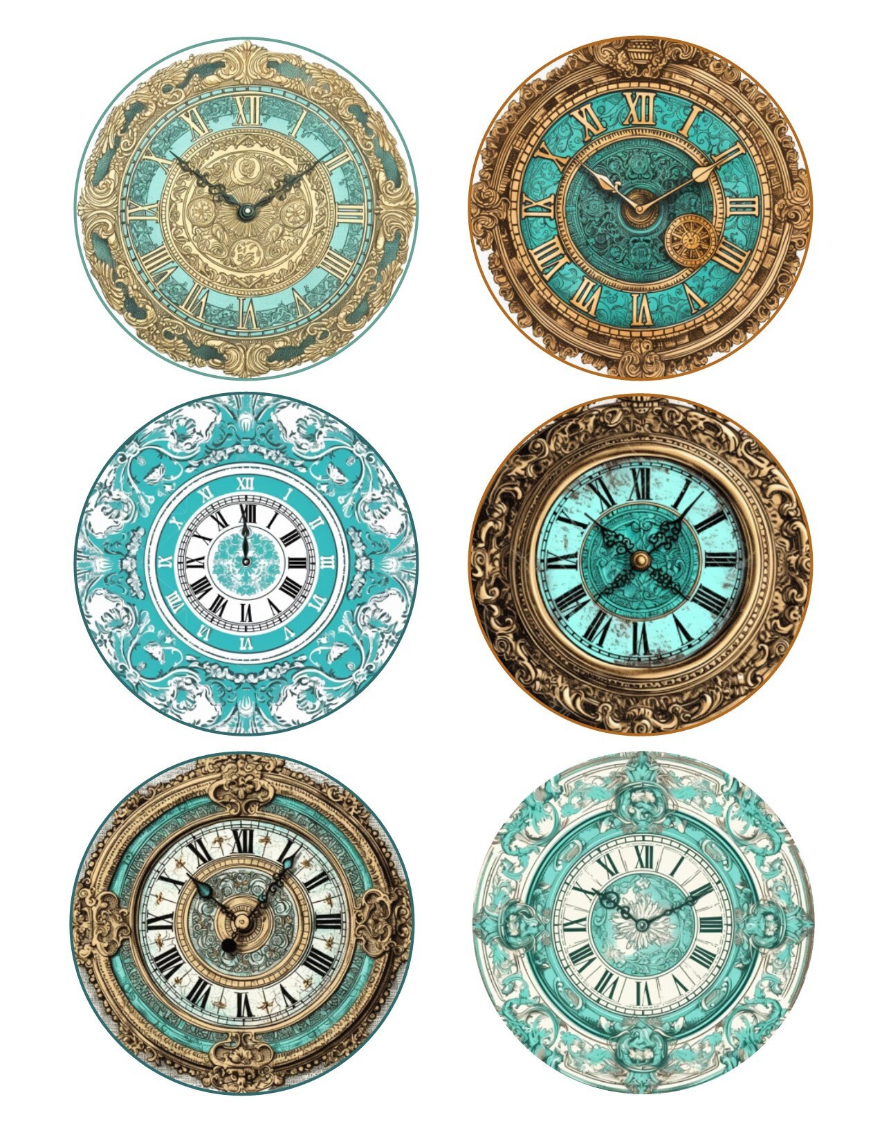 30 Vintage Clock Faces 335 Inch Circles Digital Collage - Etsy