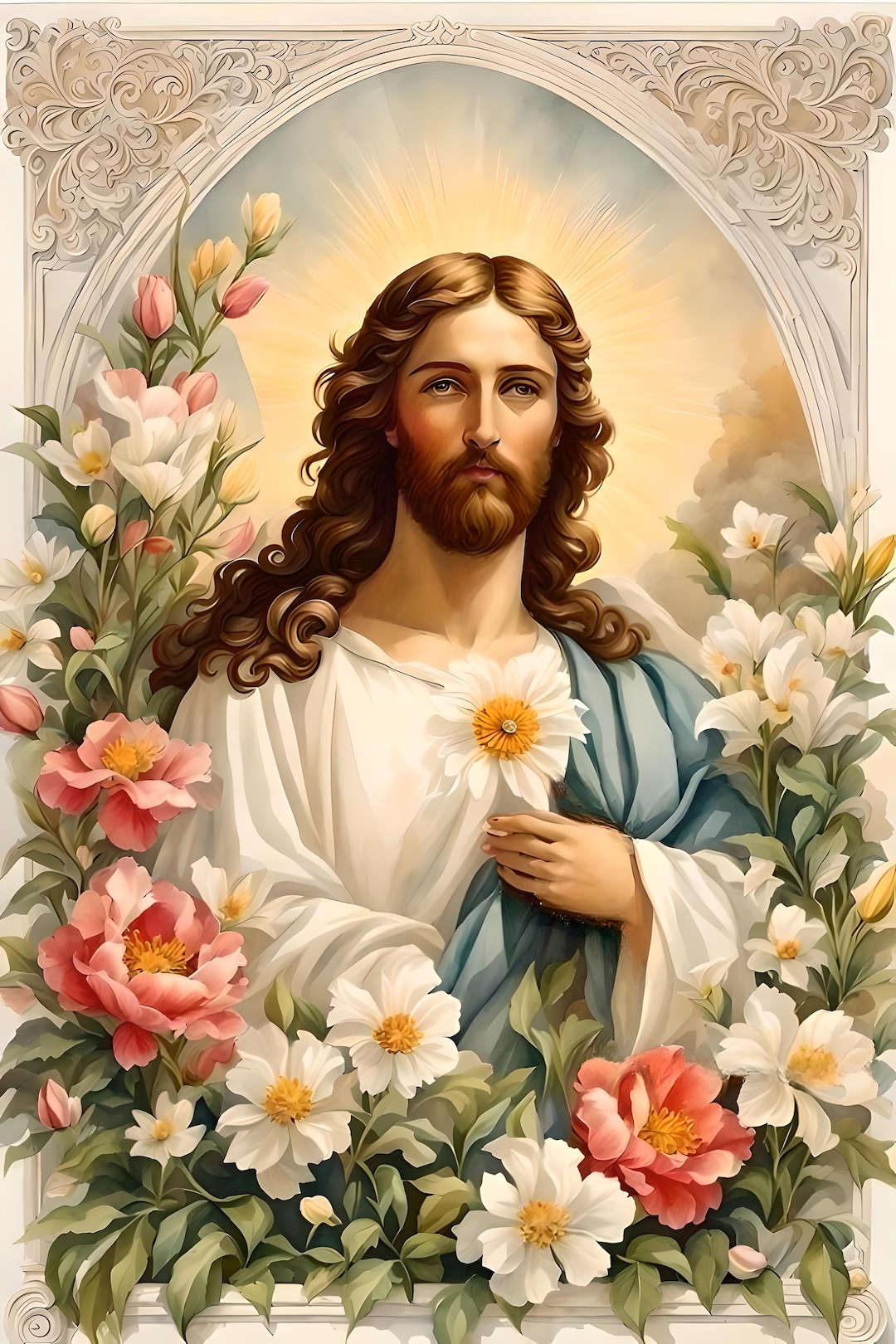 8 JPG Files Easter Jesus Card, Watercolor Vintage Jesus Cards ...