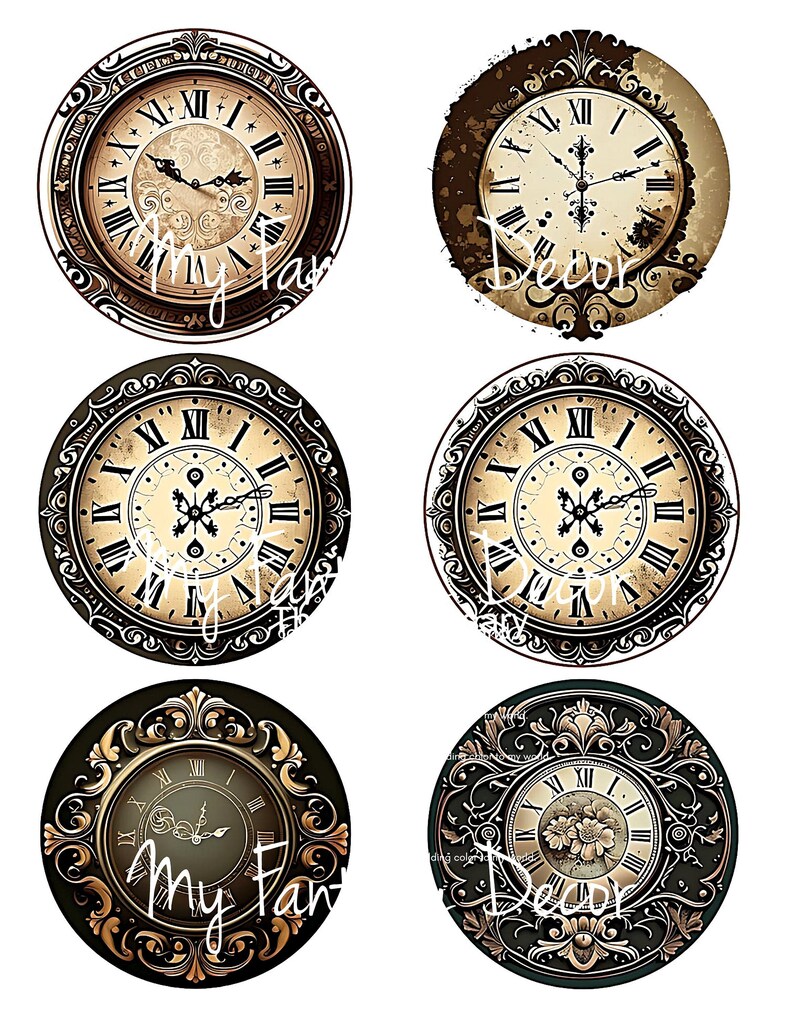 Clock Faces, 3,35 Inch Circles, Digital Collage Sheet, Instant Download ...