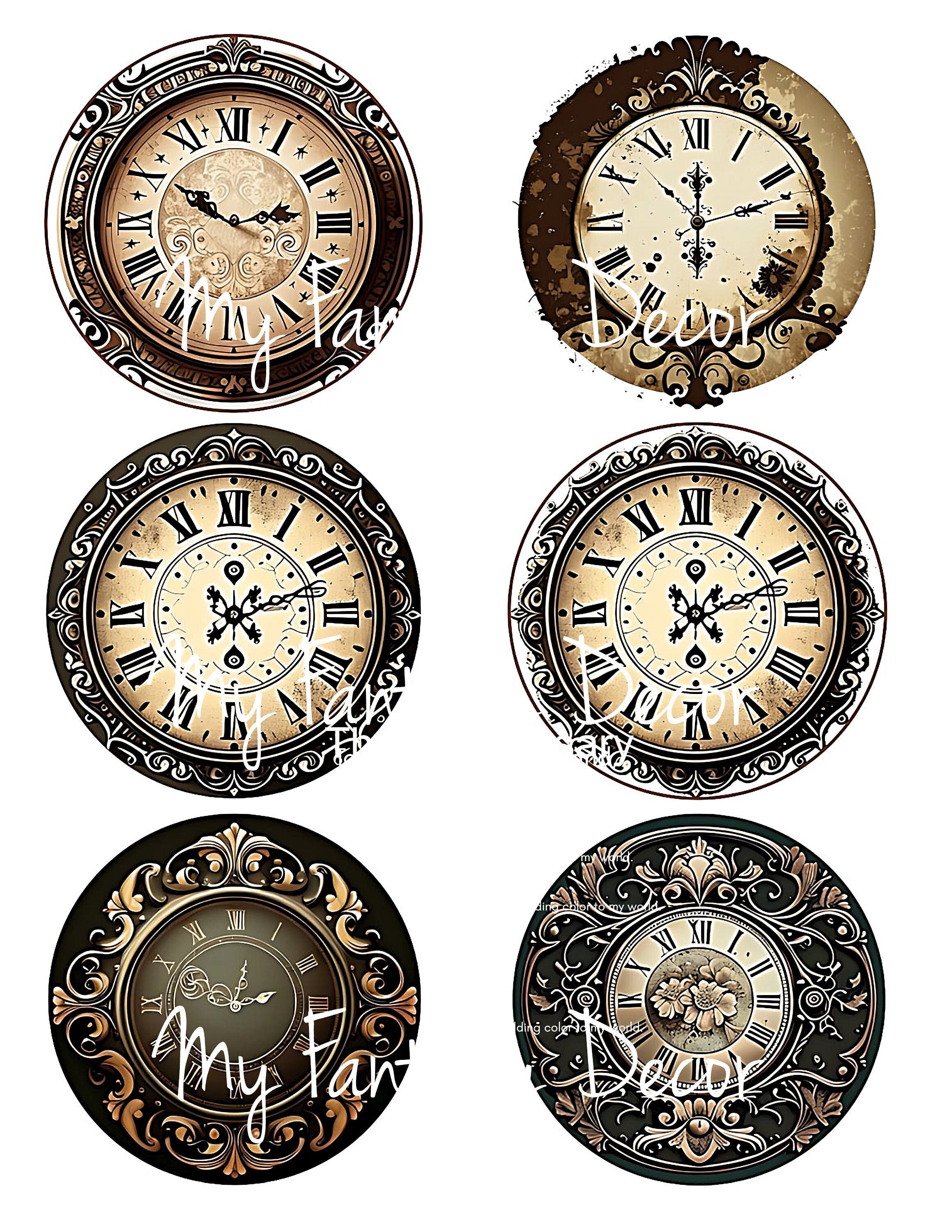 Clock Faces, 3,35 Inch Circles, Digital Collage Sheet, Instant Download ...