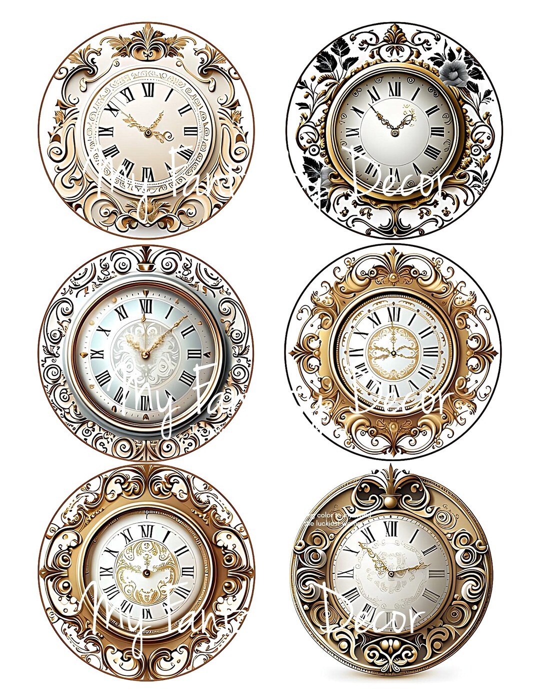 12 Clock Faces, 3,2 Inch Circles, Digital Collage ATC Cards, Instant ...