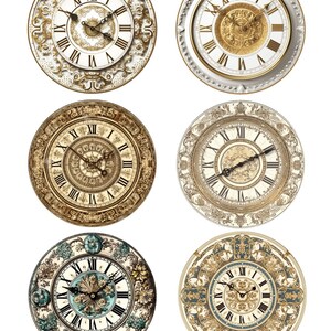 30 Vintage Clock Faces, 3,35 Inch Circles, Digital Collage Clock Face ...