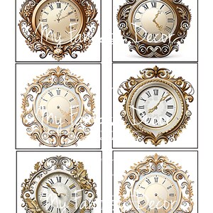 12 Clock Faces, 3,2 Inch Circles, Digital Collage ATC Cards, Instant ...