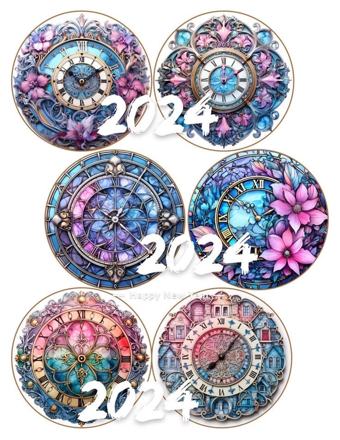 12 Purple Clock Faces, Digital Collage Clock Face, Instant Download ...