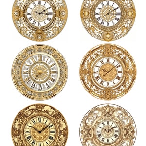 30 Vintage Clock Faces, 3,35 Inch Circles, Digital Collage Clock Face ...