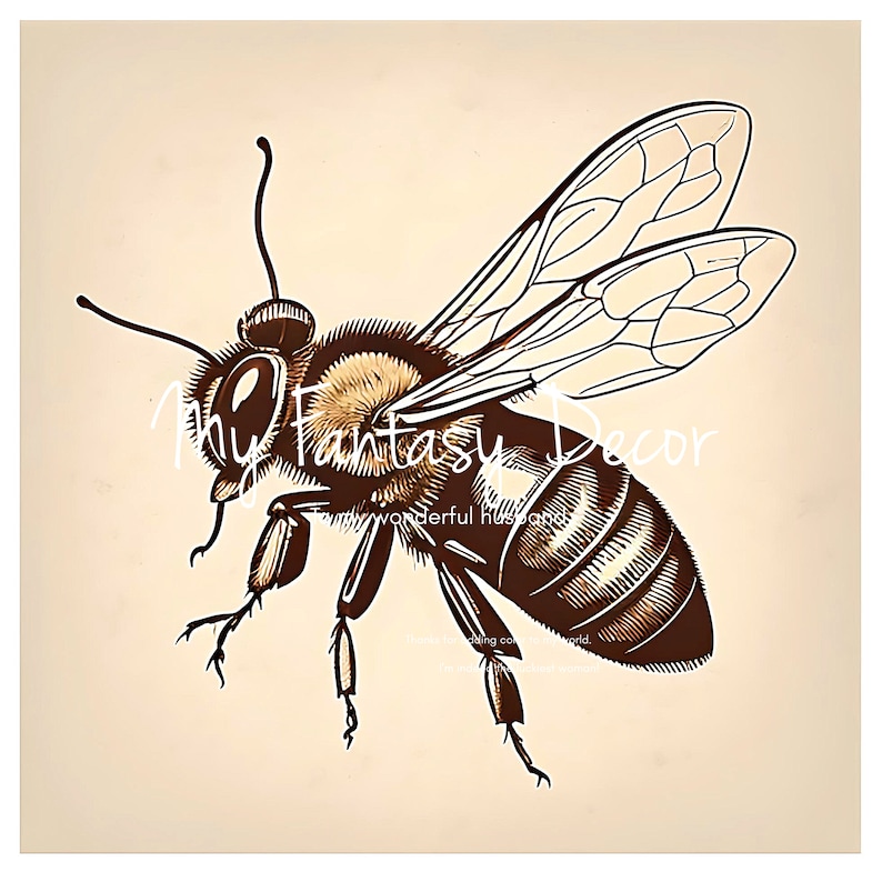 Vintage Bee Vector Digital Images, Bee Clipart, Digital Download ...
