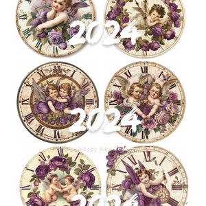 18 Vintage Angel Clock Images. Valentine Clock Faces. Retro Clocks ...
