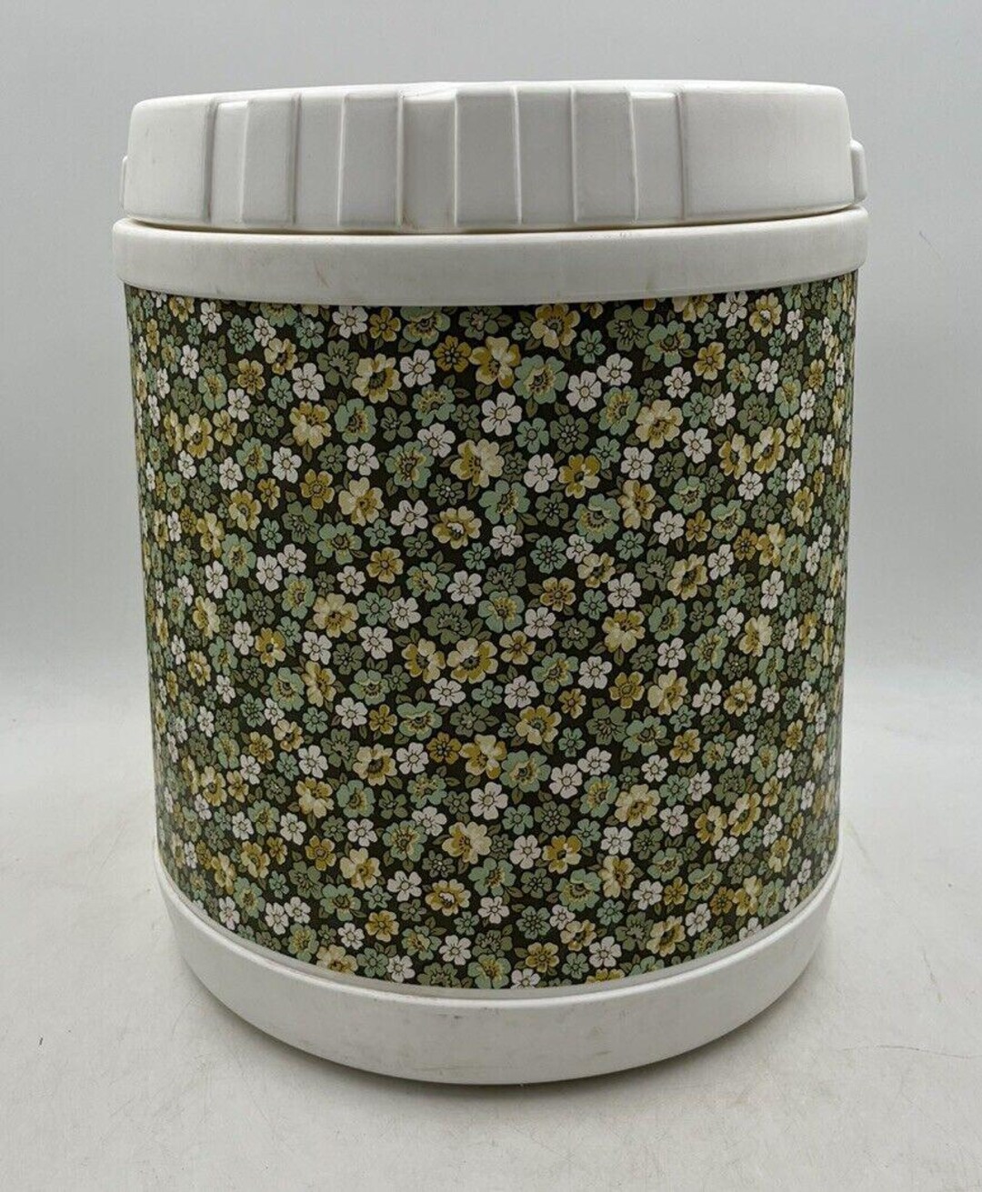 Vintage Retro 1970's PLYSU Green Flower Storage Laundry Bin Basket With ...