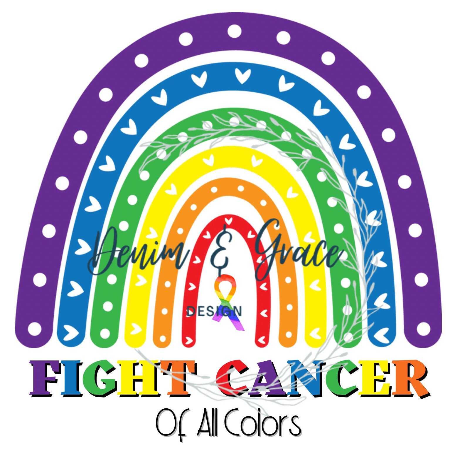 Fight Cancer of All Colors Cancer Ribbon Rainbow SVG PNG Digital ...