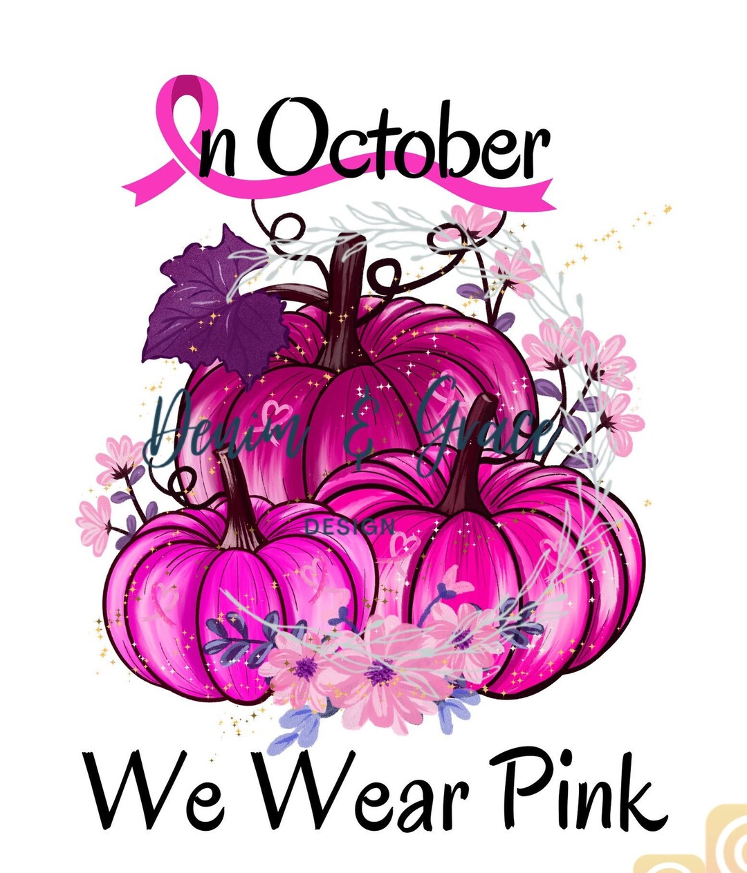 In October We Wear Pink Breast Cancer Pumpkins Cancer - Etsy