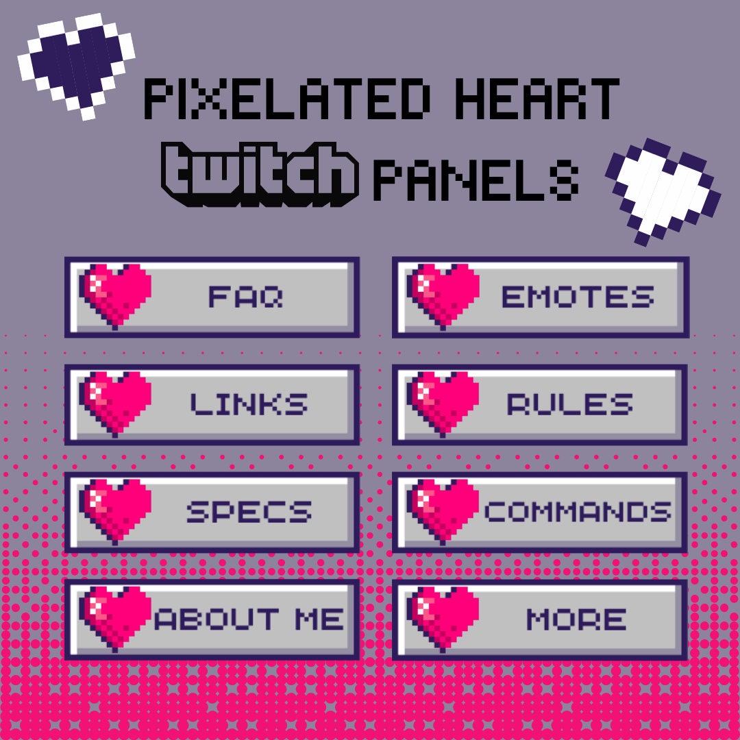 Pixelated Heart Twitch Panels - Set of 25 - Etsy