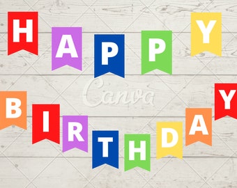 Orange Happy Birthday Banner | Etsy