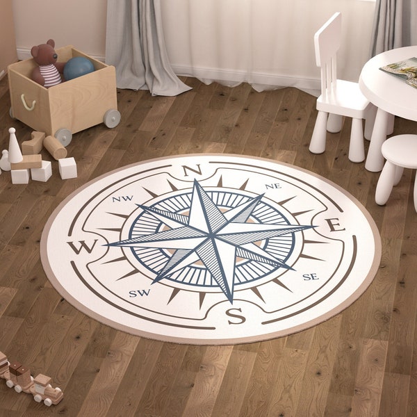 Nautical Compass Round Rug - Etsy