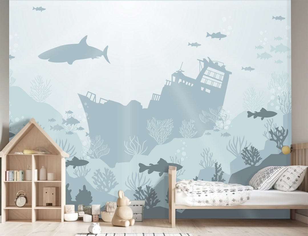 Ocean Ship Boy Wallpaper Under the Sea Life for Baby Nursery, Accent ...