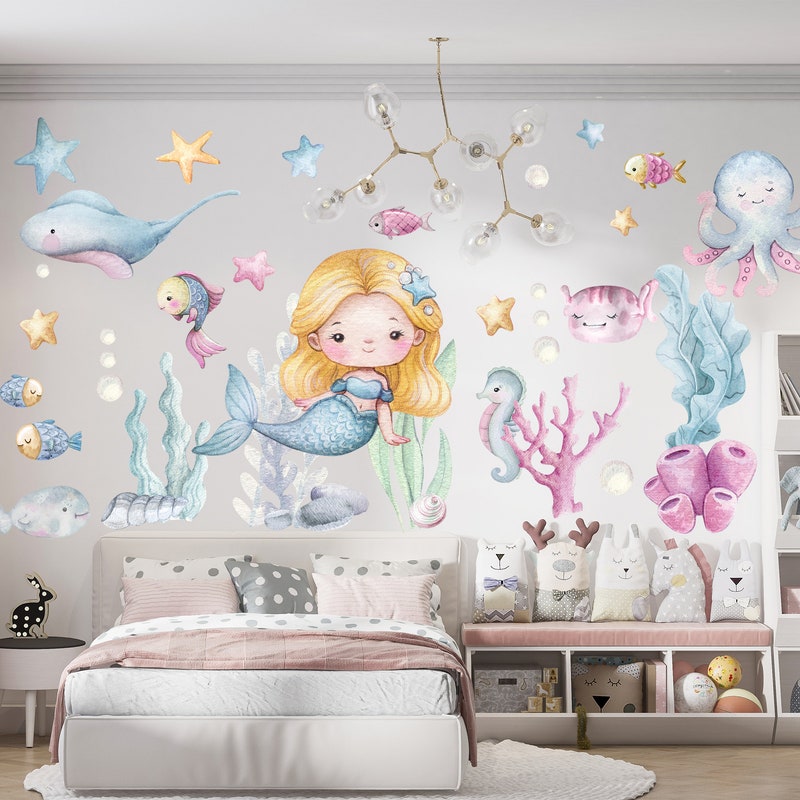 Mermaid Wall Decals - Etsy