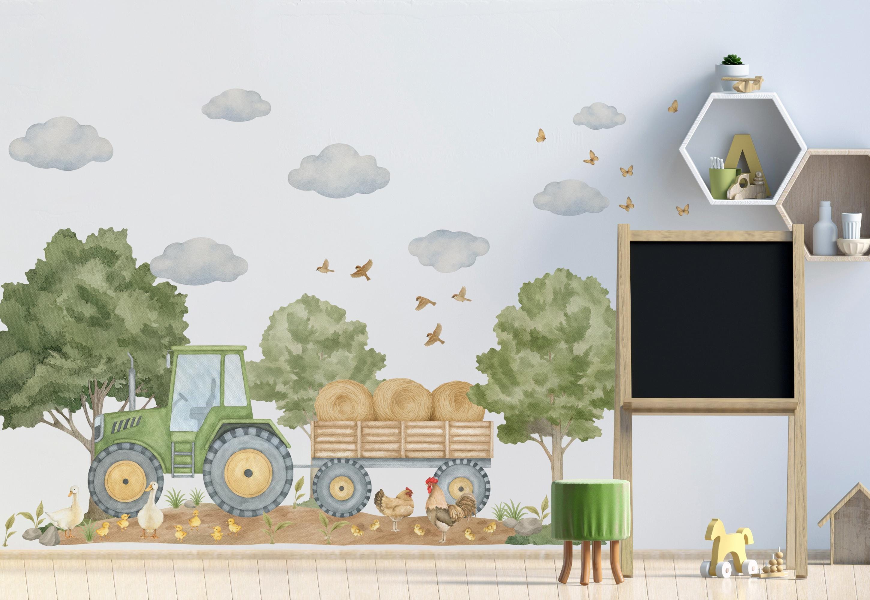 Farm Nursery Wall Decal Tractor Tree and Animal Wall Stickers for ...