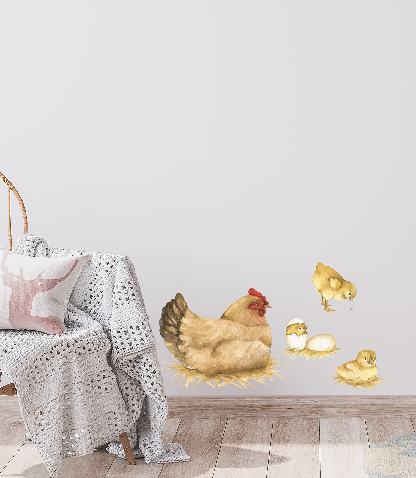 Hen With Chicks Wall Decal Kids Farm Animal Decal Set for - Etsy