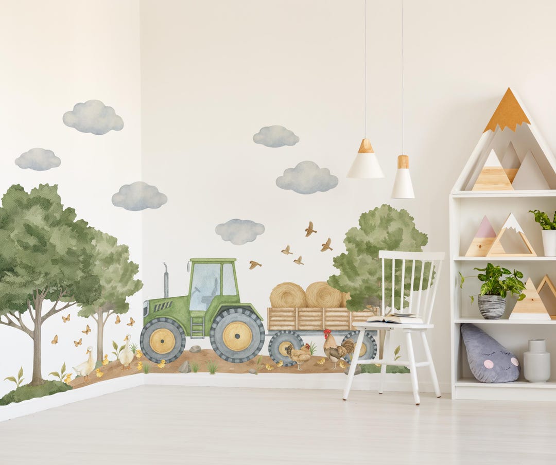 Farm Nursery Wall Decal Tractor Tree and Animal Wall Stickers for ...