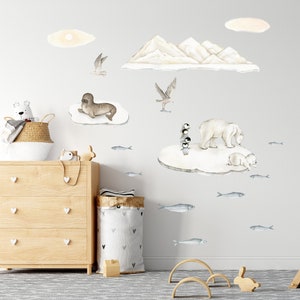 Wall Decals Polar Bear Family on Iceberg Mountains for Nursery Arctic ...