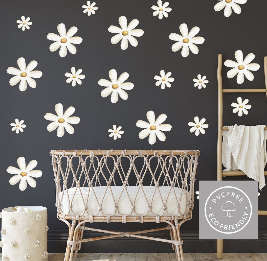 Daisy Flowers Wall Decal Baby Girl Nursery, White Сhamomile Stickers ...