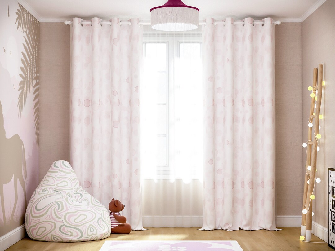 Soft Pink Bubbles Window Curtains for Nursery Baby Girl, Toddler ...