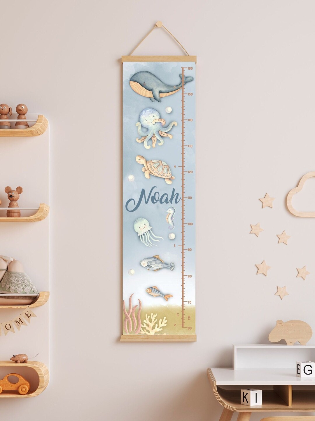 Personalized Ocean Animals Height Chart, Nautical Nursery Decor - Etsy