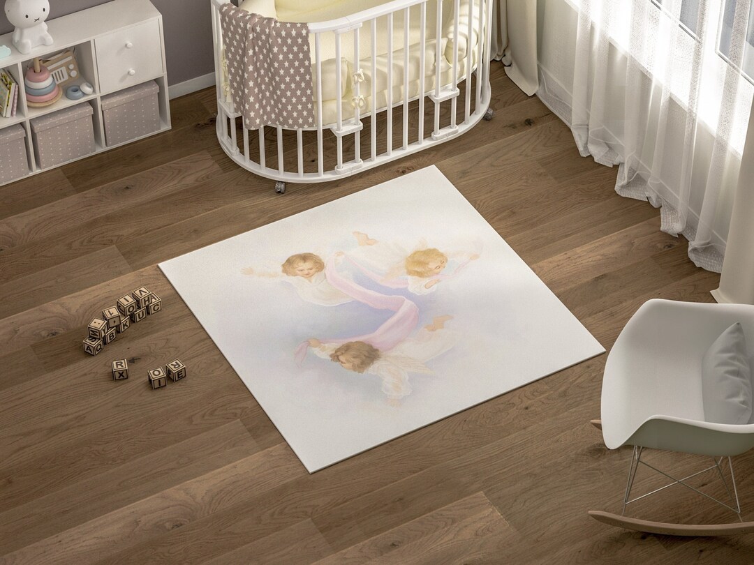 Angel Carpet Sky Christian Nursery Little Girl Boy Unisex Room 100% ...