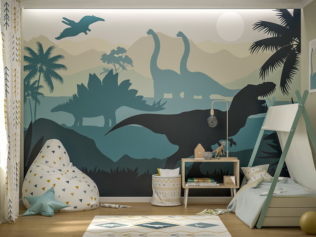 Large T Rex Wallpaper Boy Bedroom Dinosaur Wallpaper Peel and - Etsy