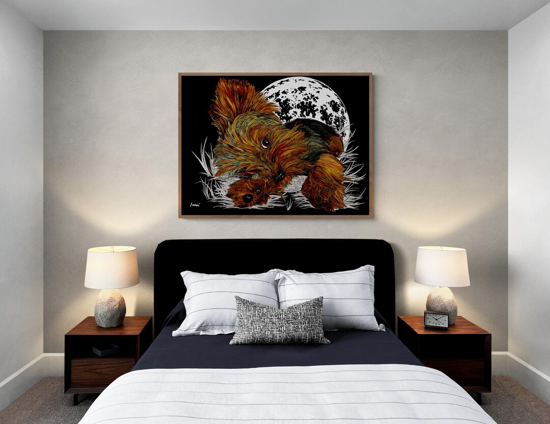 Yorkie Terrier Art Print, Hand Drawn Yorkshire Terrier Wall Art, Dog ...
