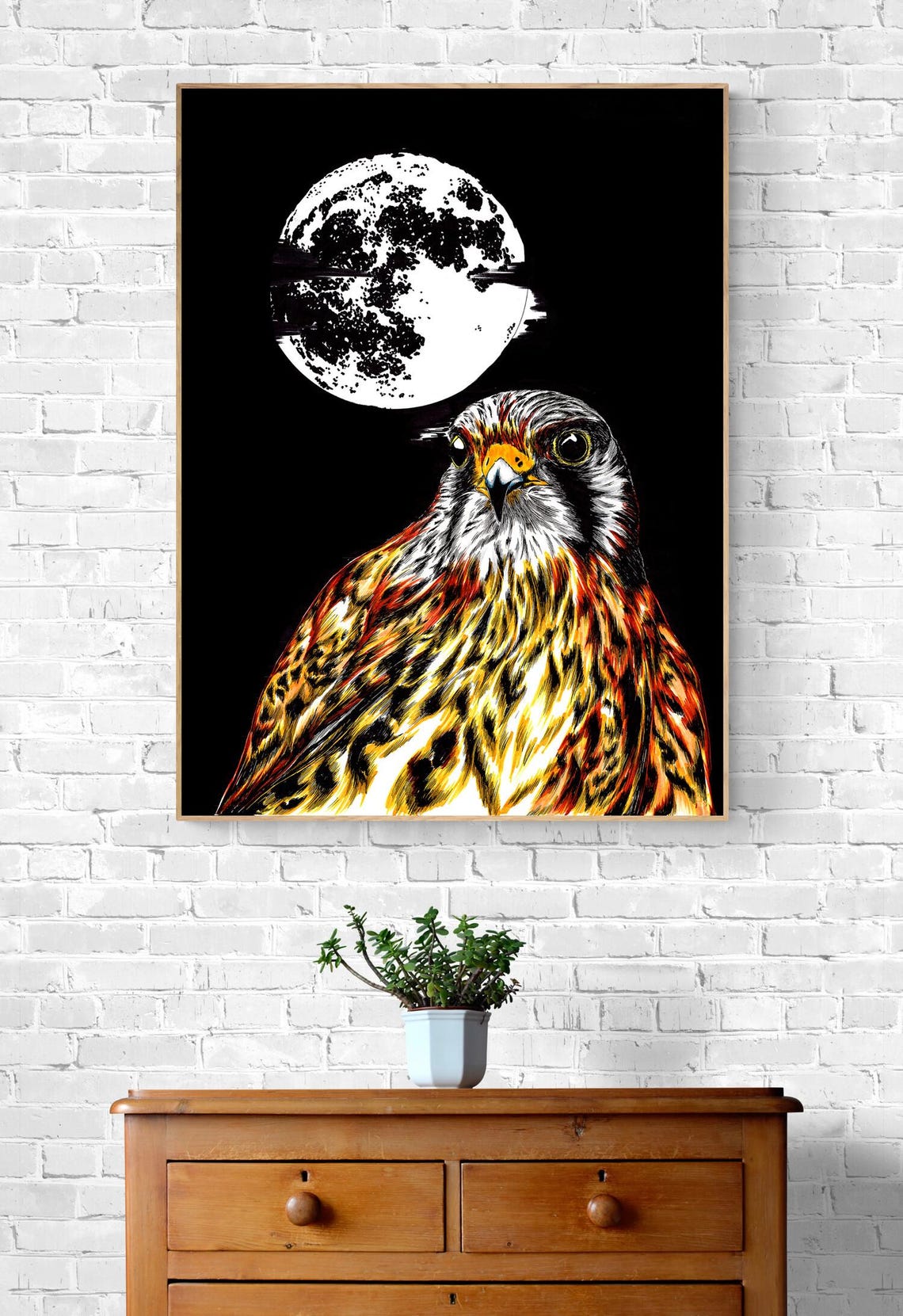 Falcon Wall Art | Digital Download Falcon Print | Hand-drawn Bird of ...