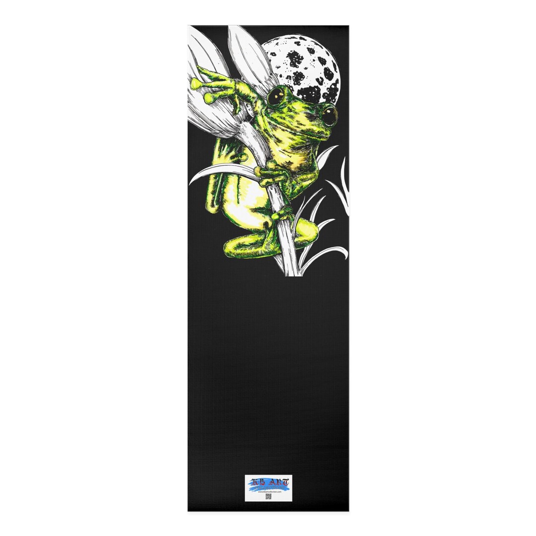 Frog Yoga Mat, Hand Drawn Art, Frog Art Mat, Unique Yoga Mat, Custom ...