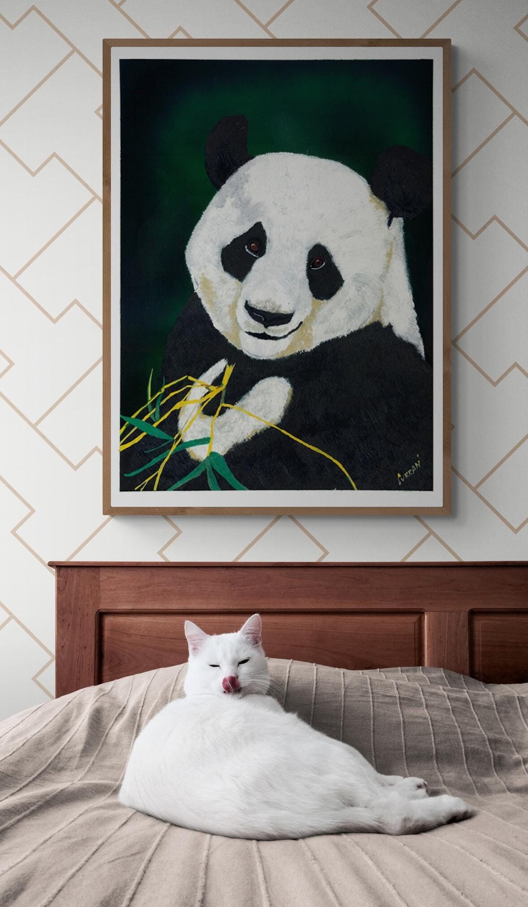 Panda Wall Art, Original Hand Painted Art, Cute Panda Decor Wildlife ...